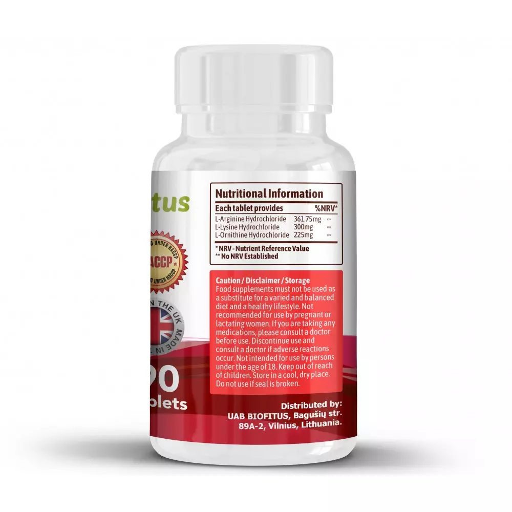 L-arginīna / L-lizīna / L-ornitīna lētāk | Biofitus
