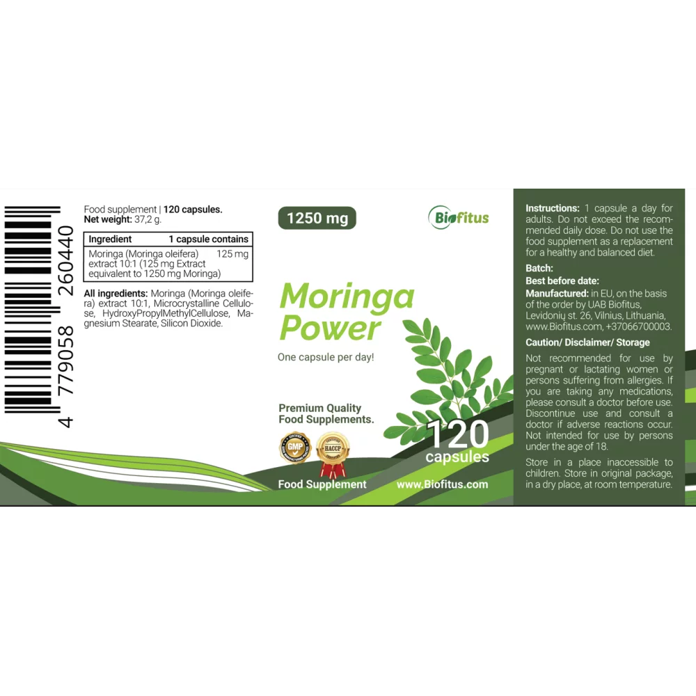 Moringa 1250 | Labākā cena par Biofitus | Biofitus